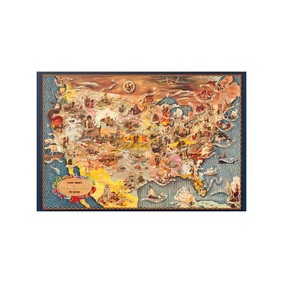 Vintage American History Map Poster Digitally Remastered Educational ...