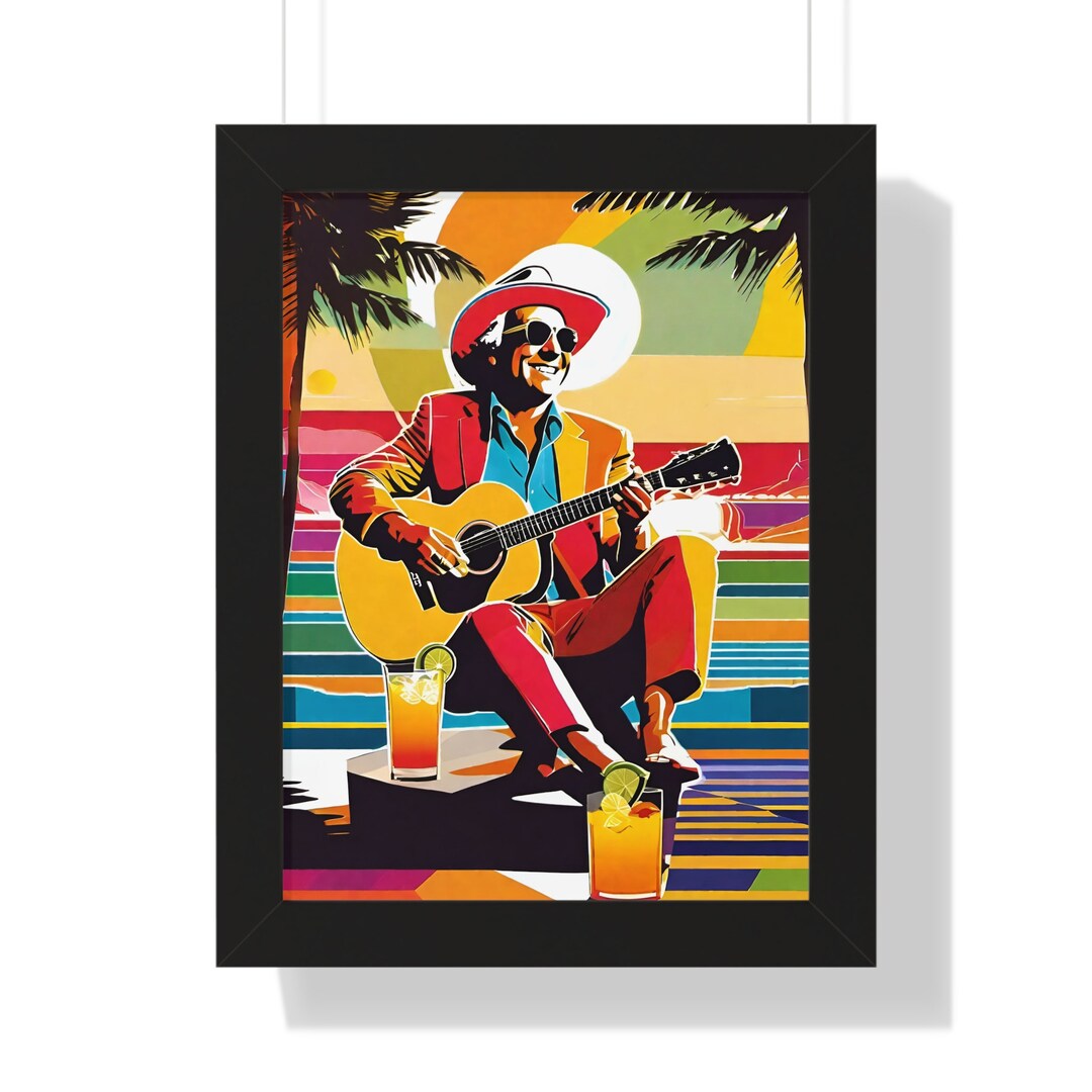 Jimmy Buffett Beach Vibes: Neo-art Framed Jimmy Buffett Poster Relax ...