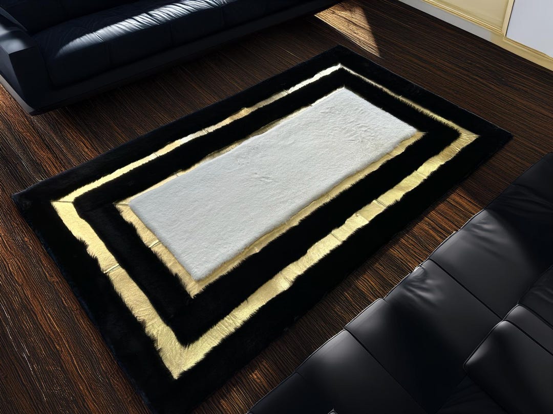 Designer Modern Custom Luxury White Black Gold Plush Elegant Non-slip ...