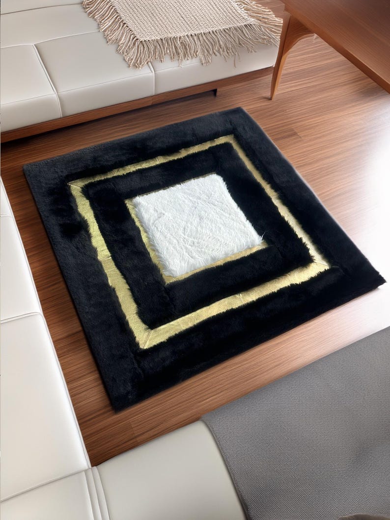 Entryway Modern Living Room Luxury White Black Gold Plush Elegant Non ...