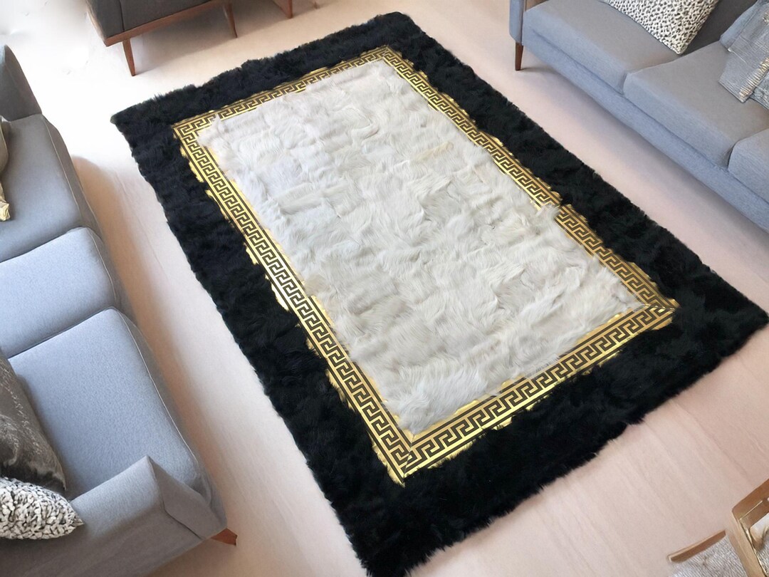 Black White Sheepskin Modern Luxury Custom Unique Area Oriental 6x8 Rug ...