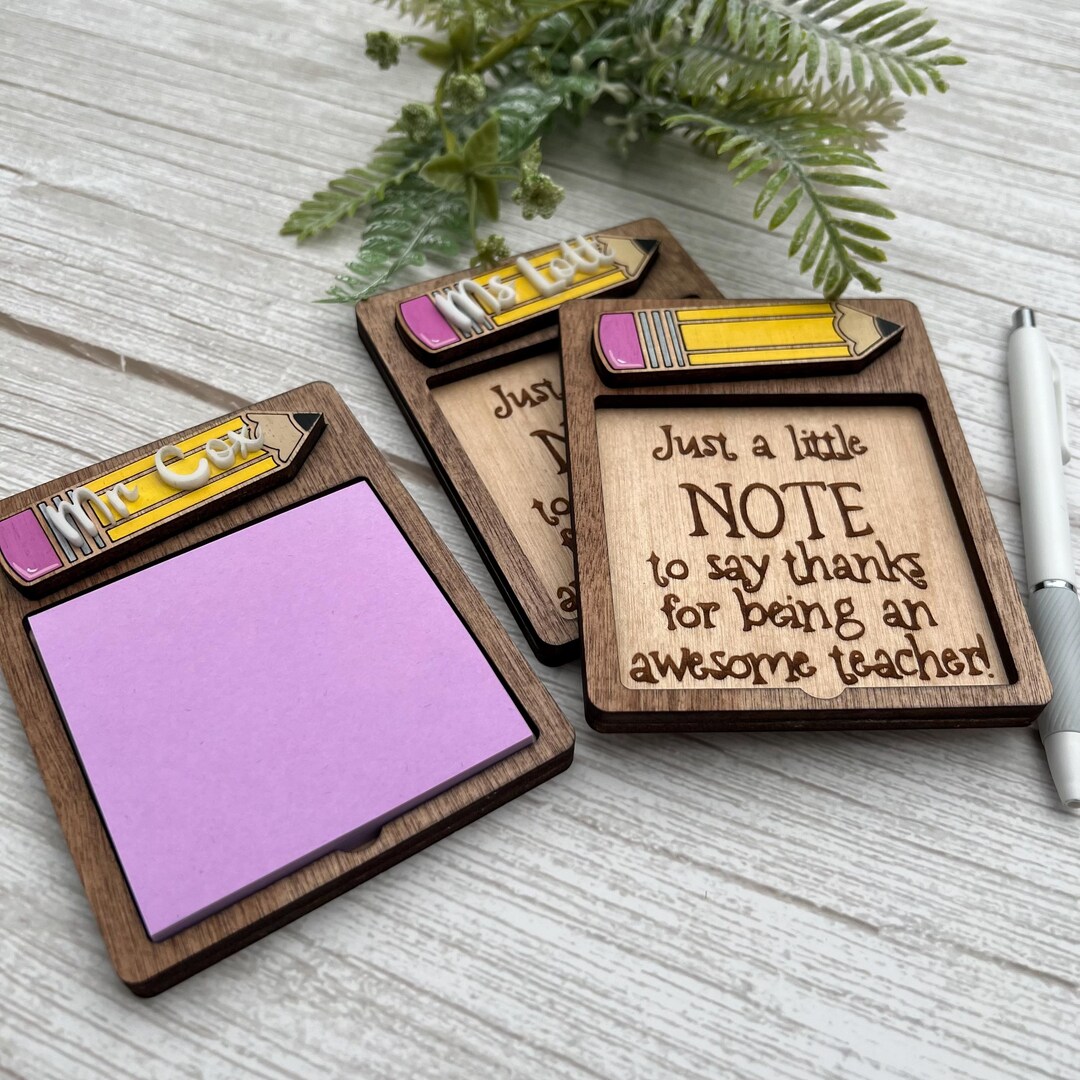 Personalized Teacher Notepad Holder | Handmade Wooden Desk Accessory ...