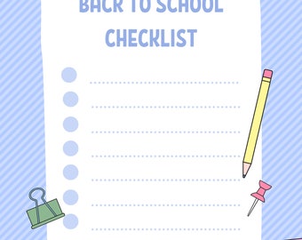 Digital BACK TO SCHOOL Checklist, Pdf Printable Back to School ...