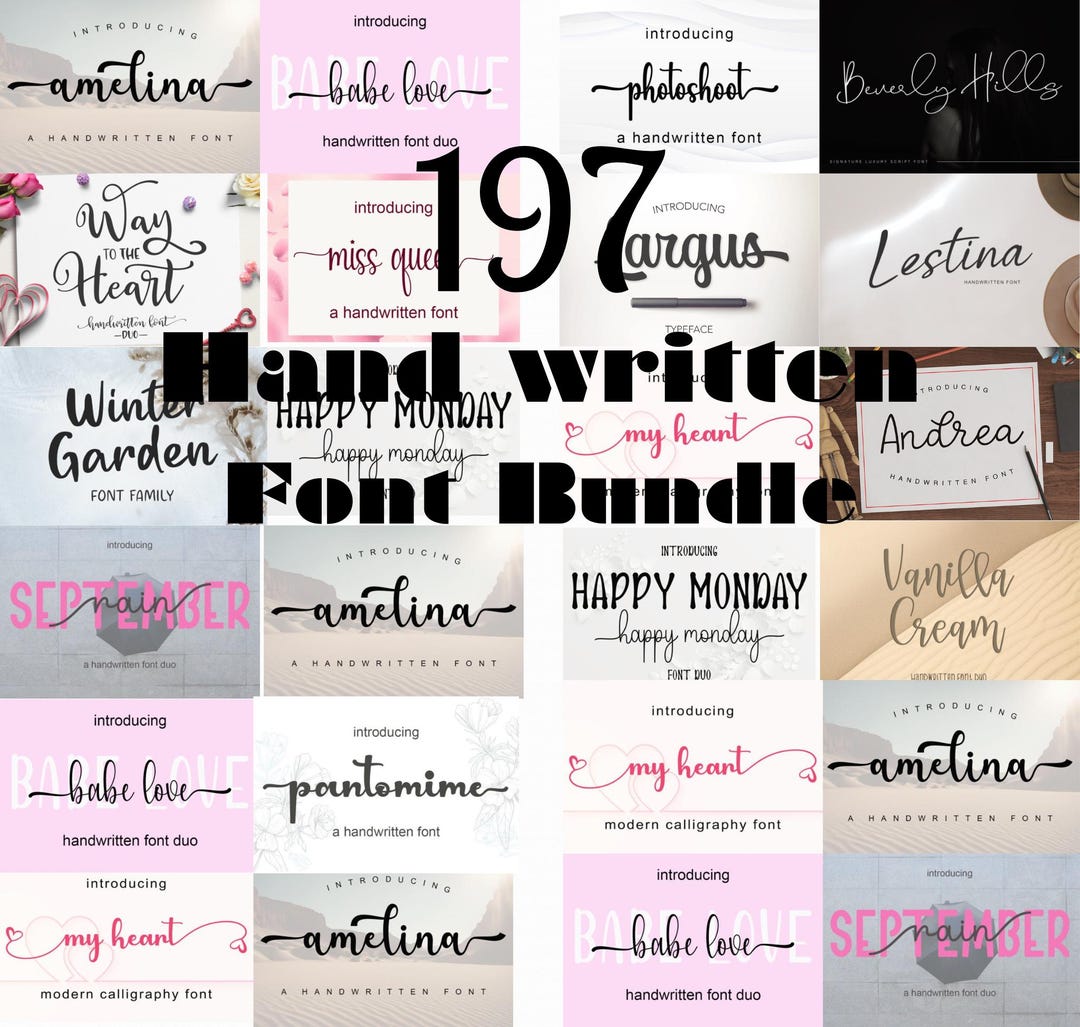 Handwritten Font Bundle Handwritten Font Bundle Script Font Bundle Modern Handwritten Fonts ...