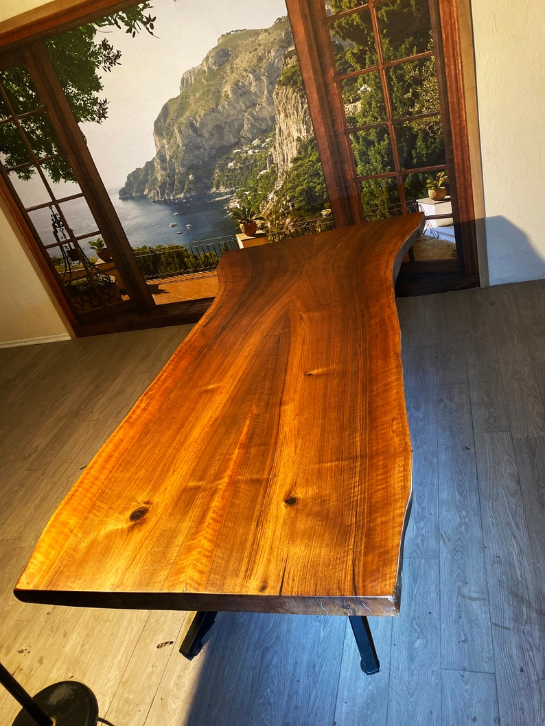 Large Conference Table, Live Edge Solid Walnut Wood, Modern Living Room ...