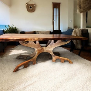 Table Base, Deer Antler Design Wooden Base, Solid Walnut Wood Leg ...