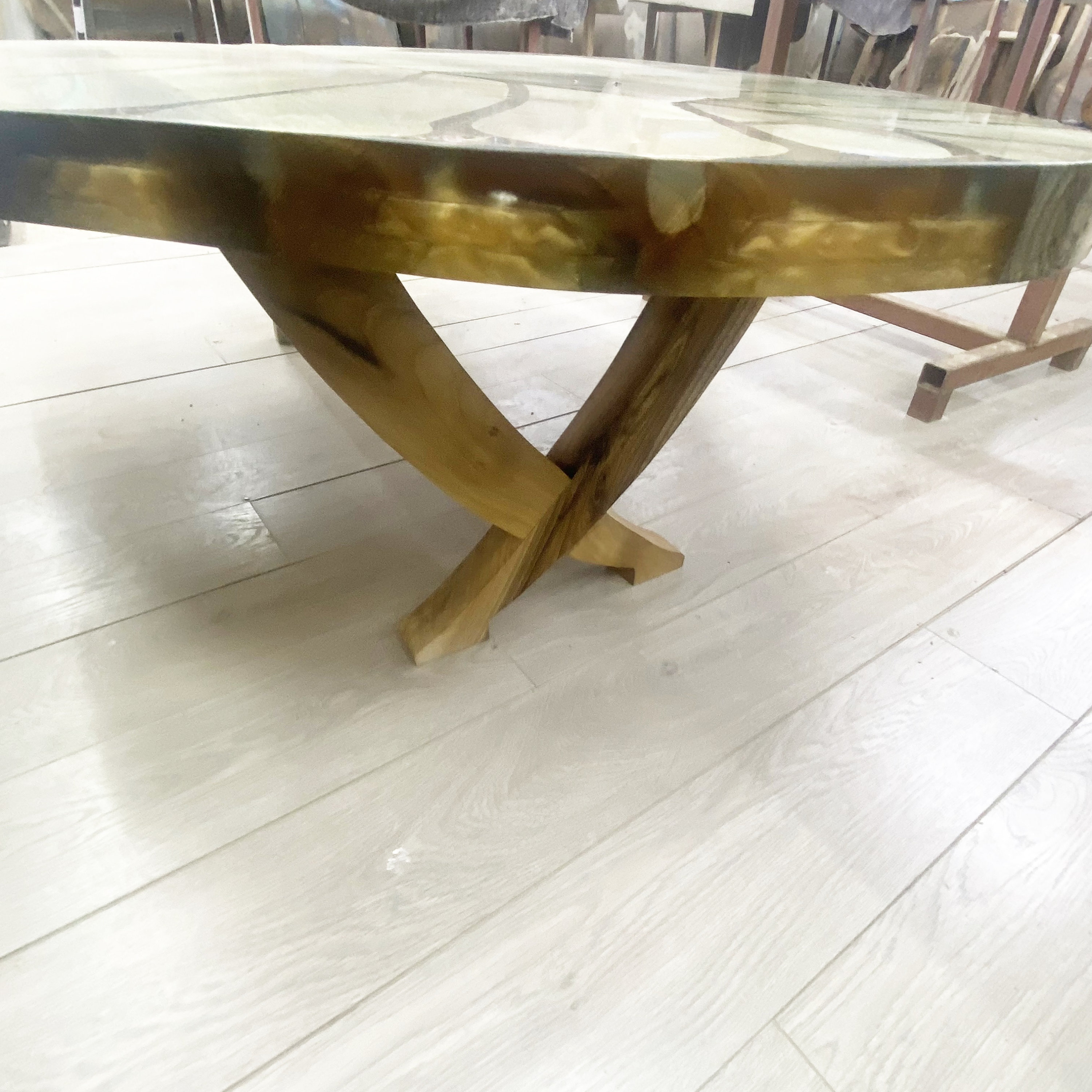Epoxy Coffee Table, Custom Design Leaf Shaped Table, Solid Walnut Wood ...