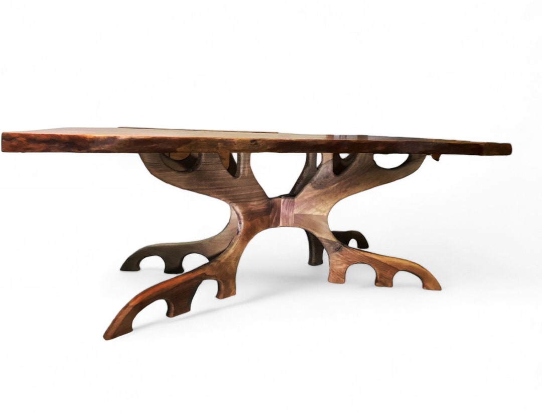 Table Base, Deer Antler Design Wooden Base, Solid Walnut Wood Leg ...
