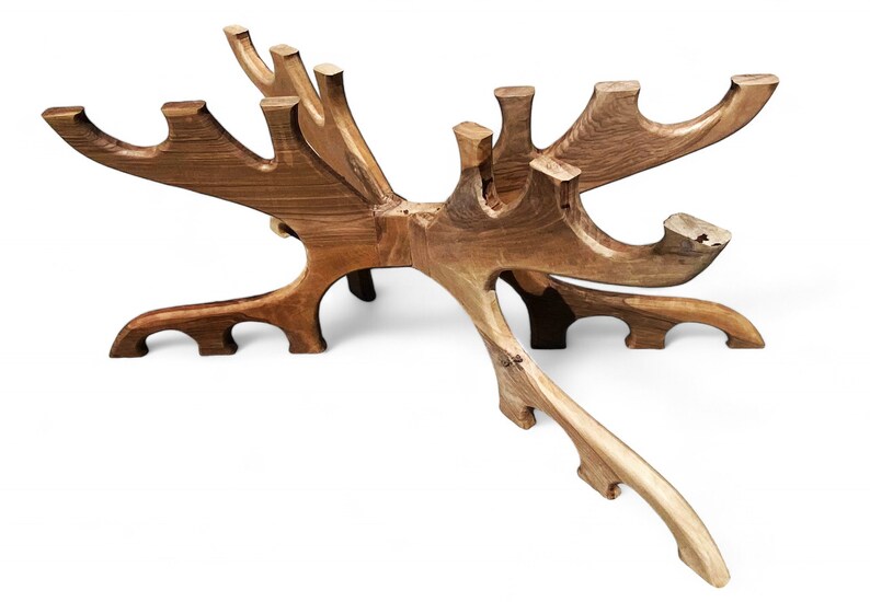 Table Base, Deer Antler Design Wooden Base, Solid Walnut Wood Leg ...
