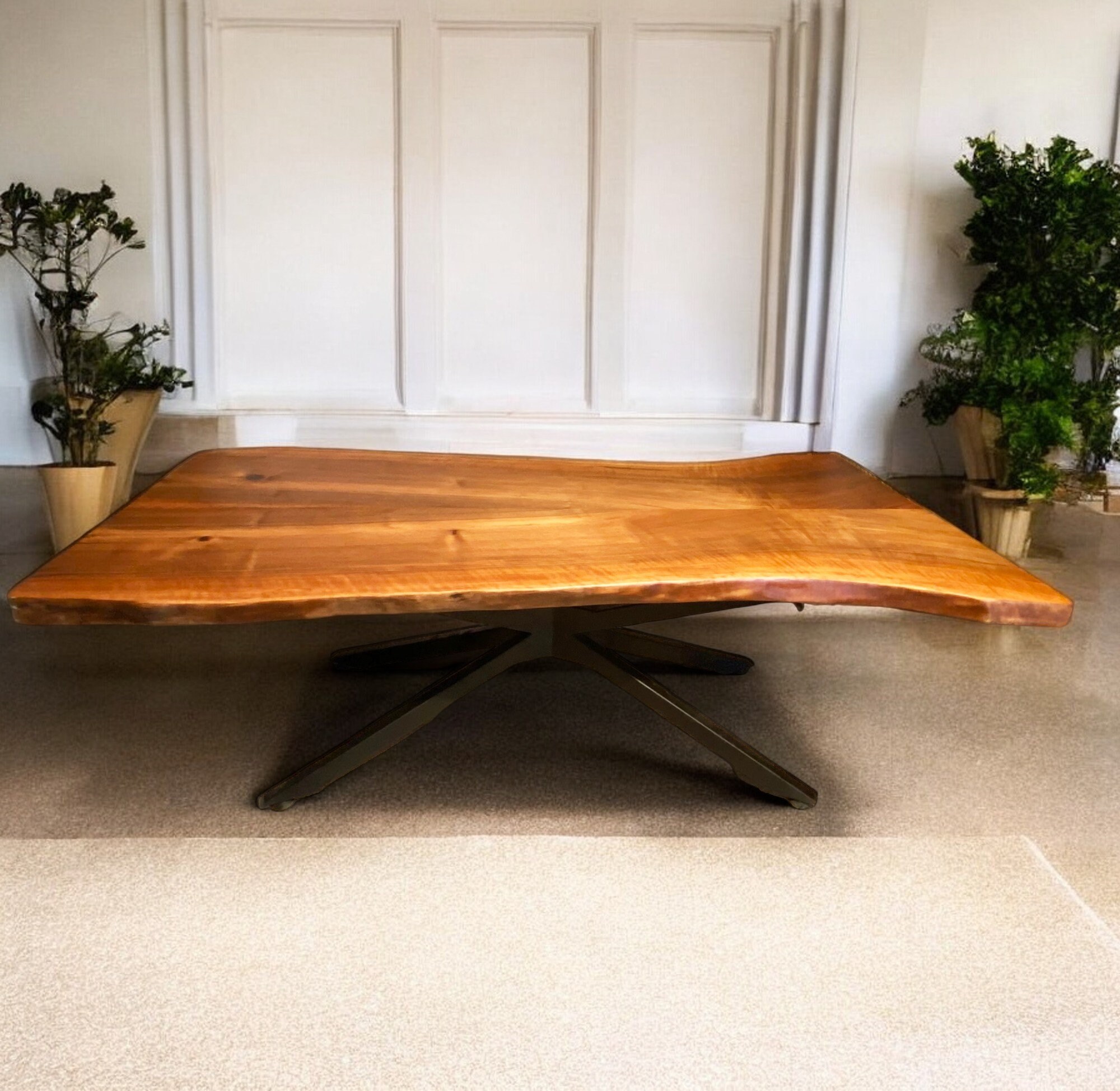 Large Conference Table, Live Edge Solid Walnut Wood, Modern Living Room ...