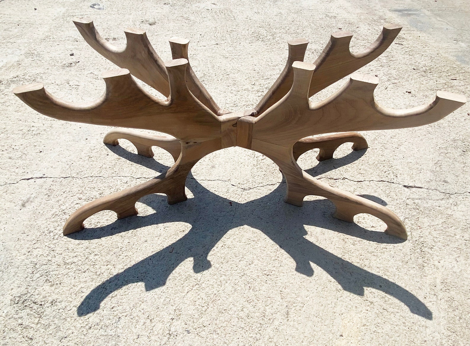 Table Base, Deer Antler Design Wooden Base, Solid Walnut Wood Leg ...