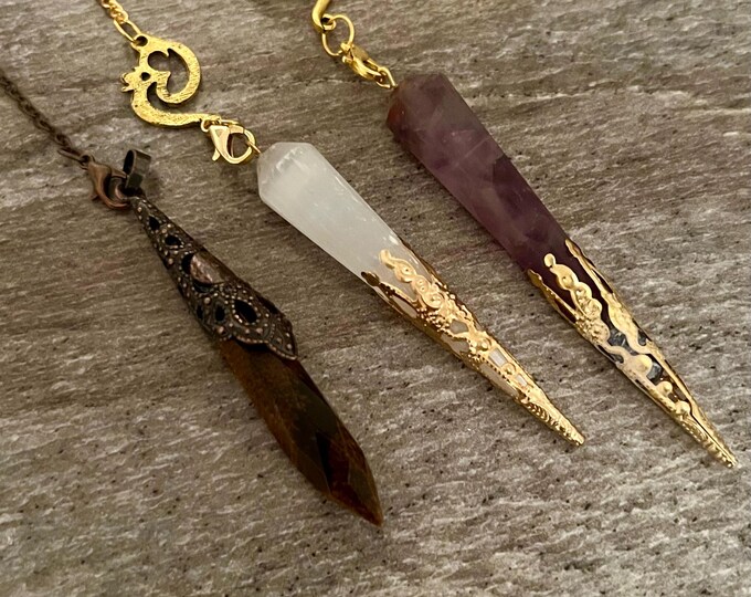 Very Beautiful Divinatory Pendulums One Golden Amethyst With Large ...