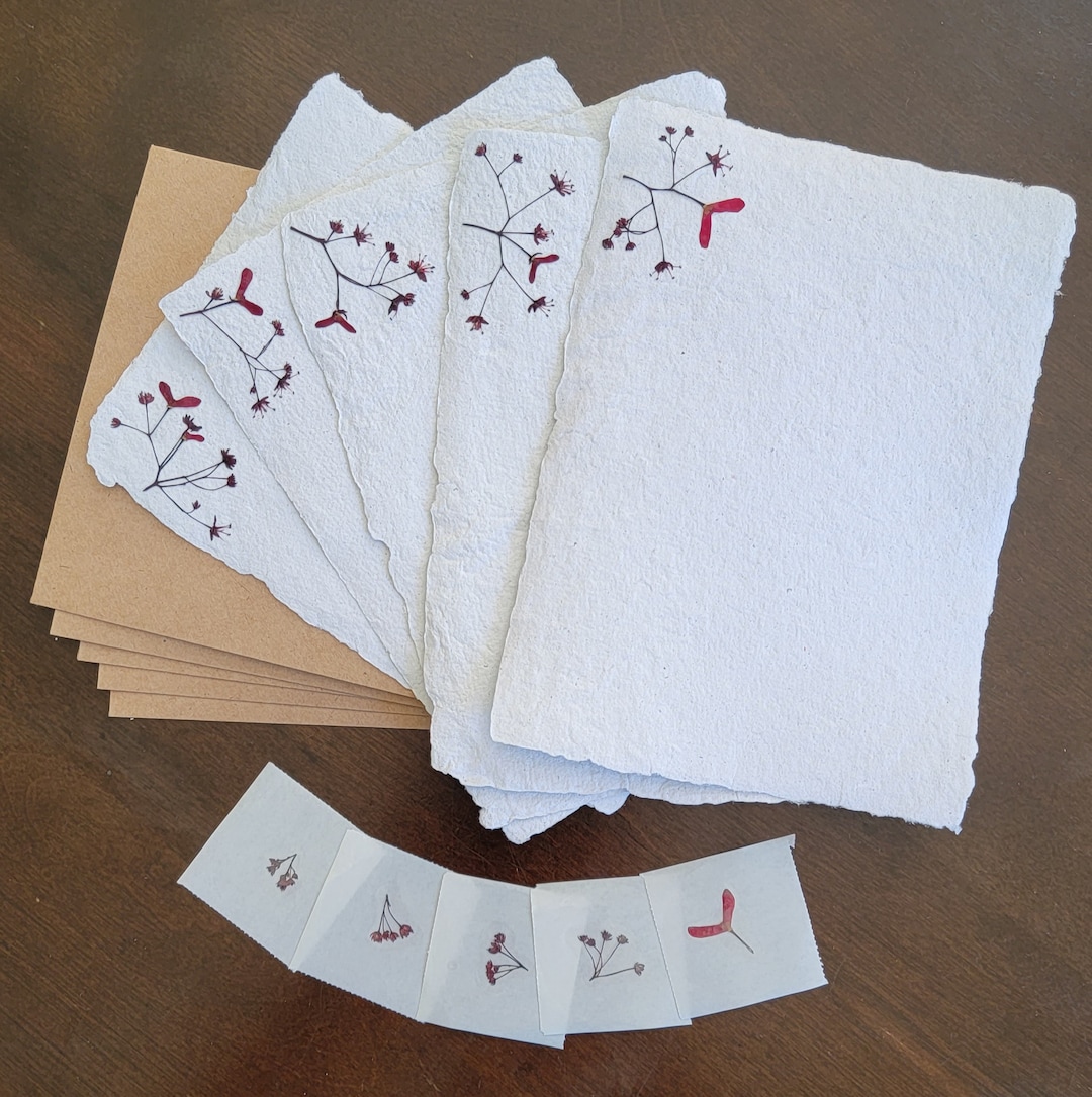 Pressed Japanese Maple Flower/seed Stationary Set. Handmade Recycled ...