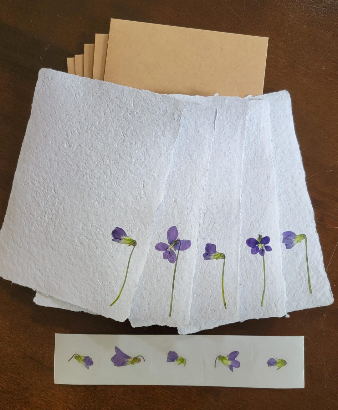 Pressed Violet Flower Stationary Set, Blank Cards/notecards. Handmade ...