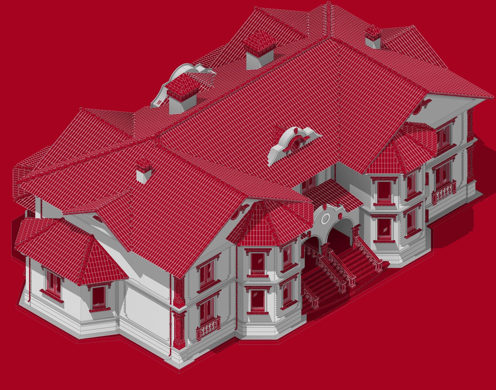 Classical‑flair Modern Villa Revit Project | Luxury 2‑story BIM Model ...