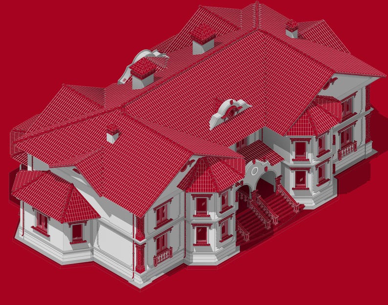 Classical‑flair Modern Villa Revit Project | Luxury 2‑story BIM Model ...