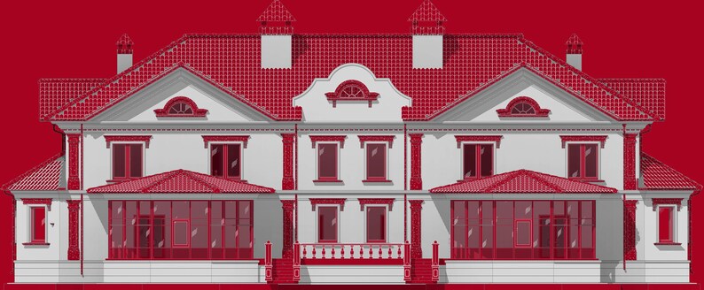 Classical‑flair Modern Villa Revit Project | Luxury 2‑story BIM Model ...
