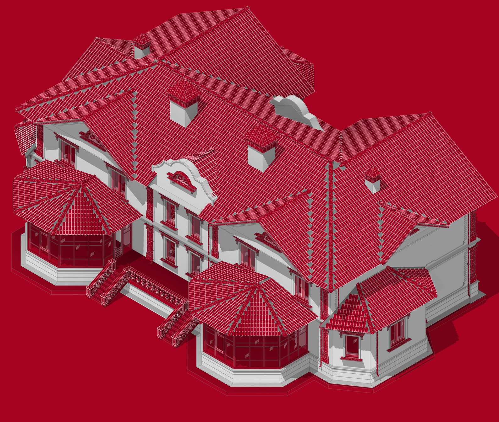 Classical‑flair Modern Villa Revit Project | Luxury 2‑story BIM Model ...