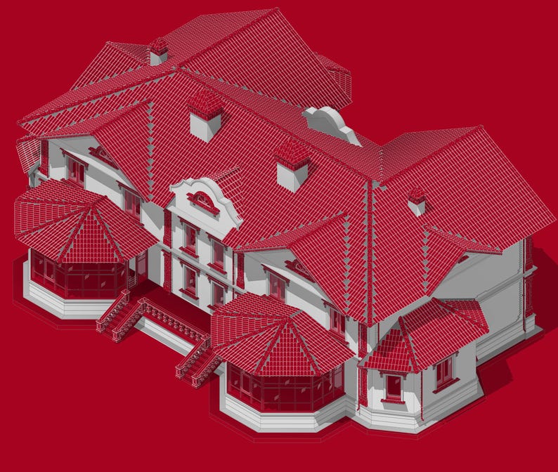 Classical‑flair Modern Villa Revit Project | Luxury 2‑story BIM Model ...