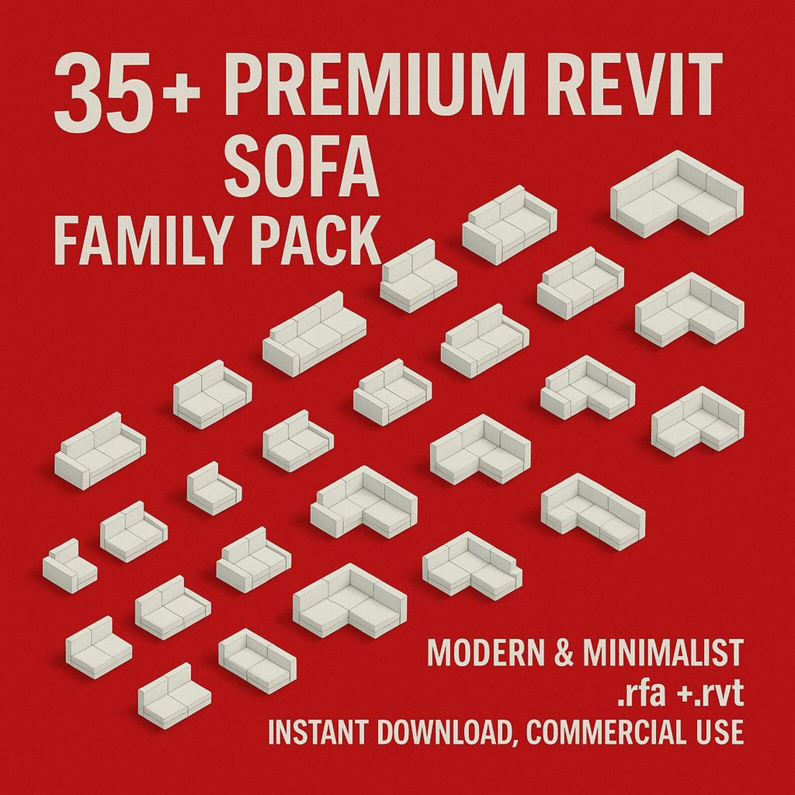 35+ Premium Revit Sofa Family Pack | Modern & Minimalist | .rfa + .rvt ...
