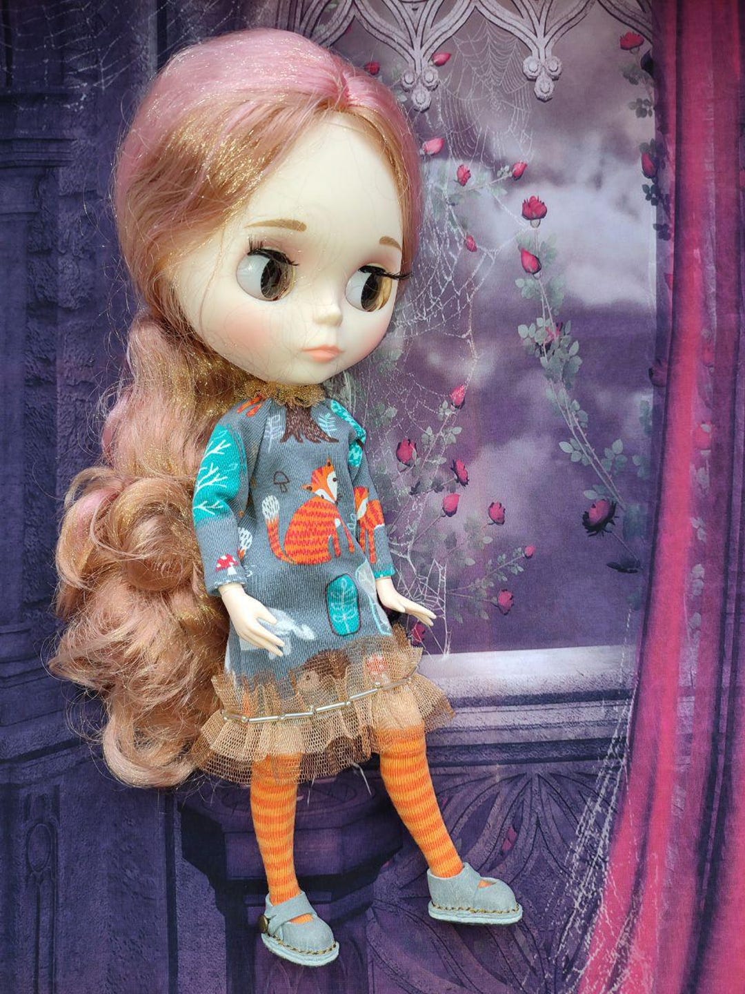 Animal Print Dress and Knee Socks for Neo, Blythe, Licca, Pullip Dolls ...