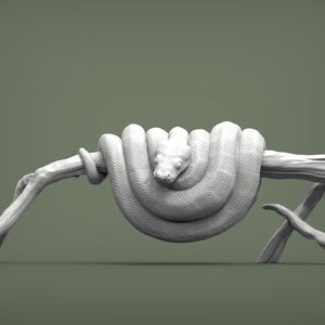 Green Tree Python Statue - 3D Printed Australian Python Sculpture ...