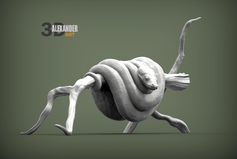 Green Tree Python Statue - 3D Printed Australian Python Sculpture ...