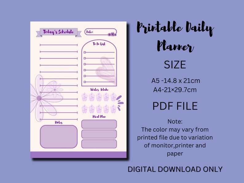 Minimalist Daily Planner Printable (A4/A5 Digital Download - Etsy