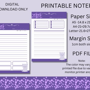 Bear Printable Notepad, Printable Note. A5,A4 and Letter Size. Polar ...