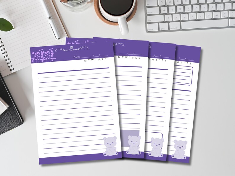 Bear Printable Notepad, Printable Note. A5,A4 and Letter Size. Polar ...