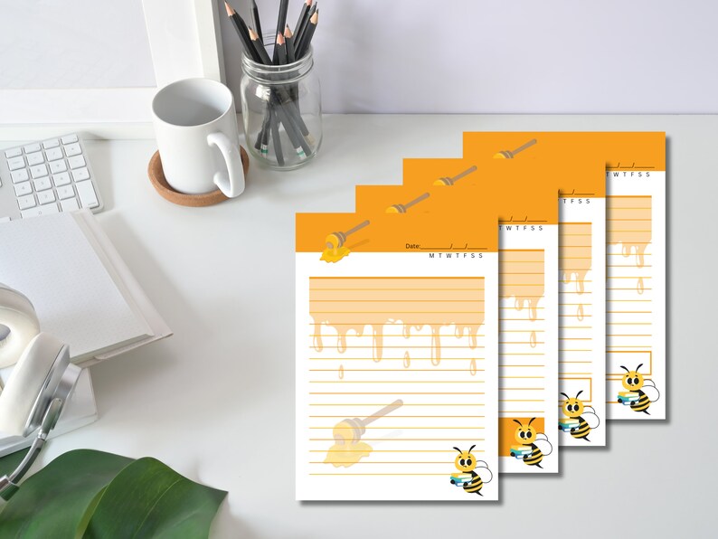 Honey Bee Printable Notepad, Printable Note. A5,A4 and Letter Size ...