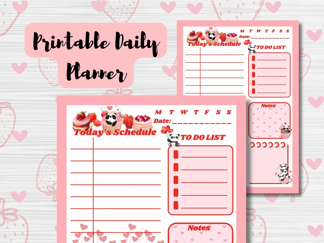 Printable Daily Planner, Panda Daily Planner, A5 and A4 Daily Planner ...