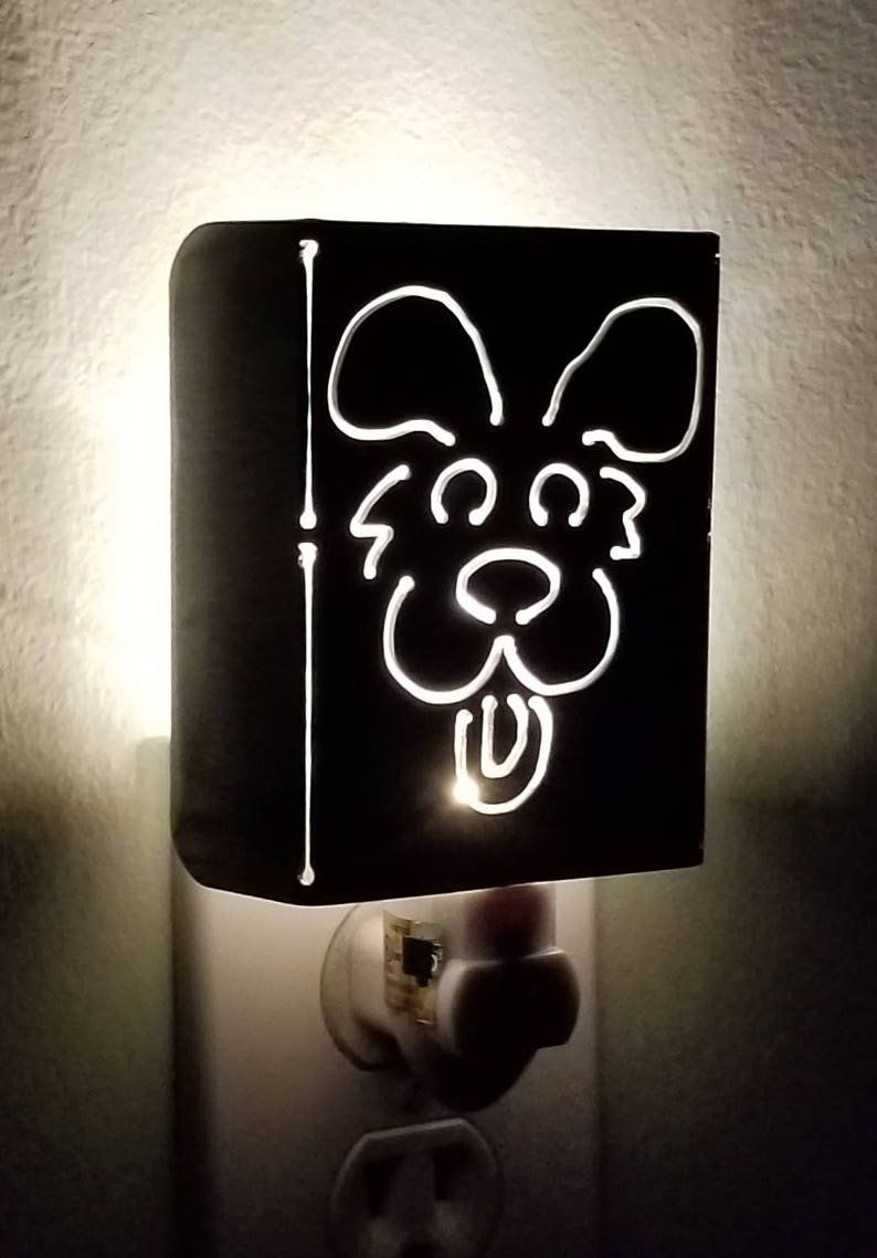 Whimsical Puppy Dog Plasma Cut Metal Night Light in Raw Steel | Etsy