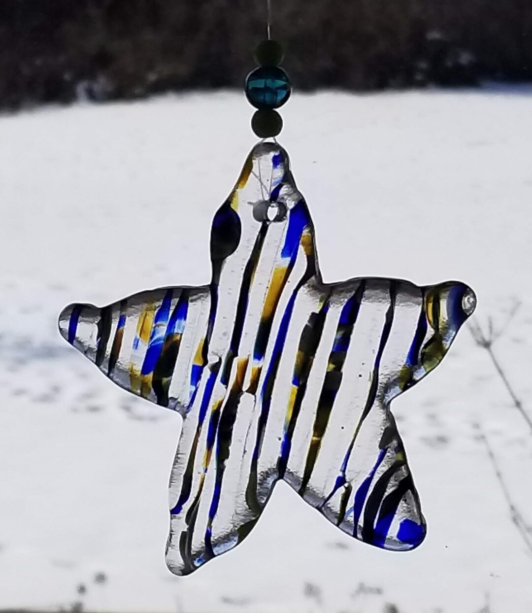 Fused Glass Starfish Suncatcher in Blue and Green - Etsy