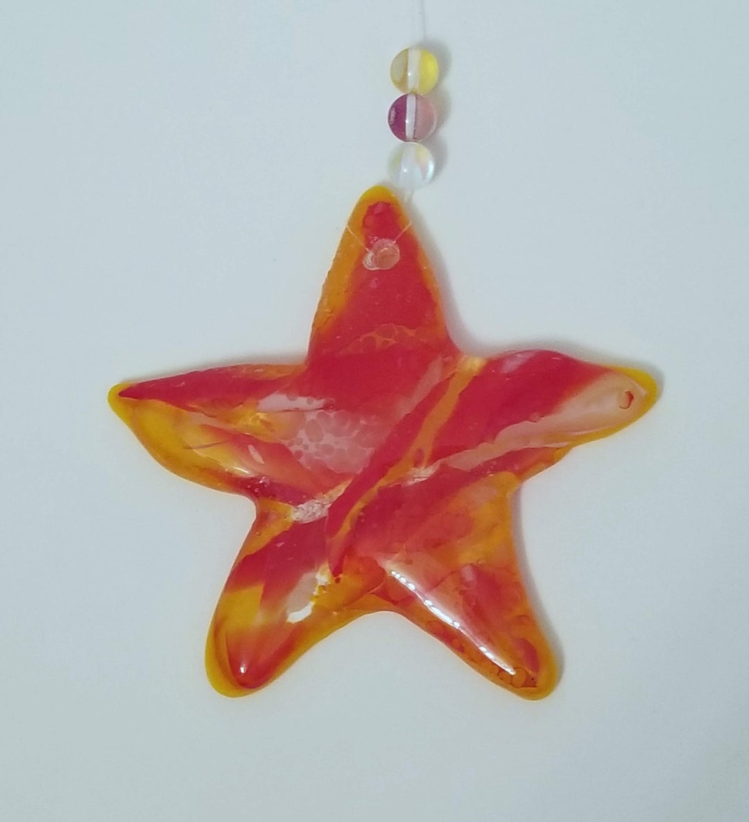 Fused Glass Red, Orange, Yellow and White Starfish Suncatcher - Etsy