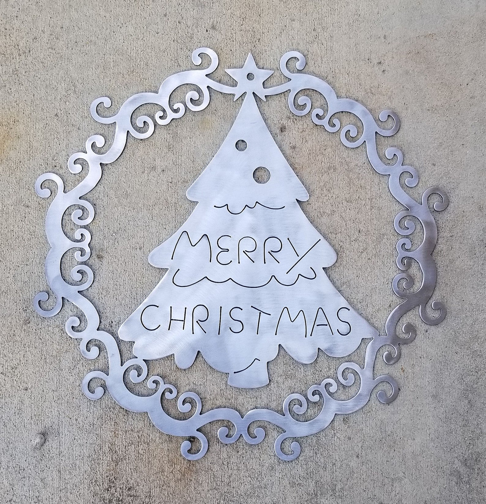 Plasma Cut Metal Christmas Tree Wall or Door Wreath Made to Order in ...