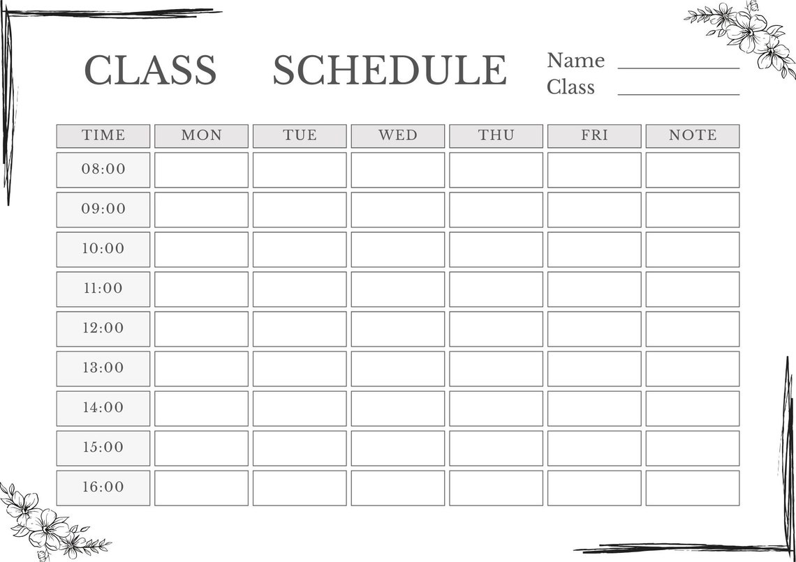 Class Schedule, Planner - Etsy