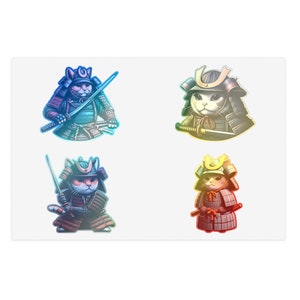 Samurai Cat Sticker Sheets,cat Sticker,cat Character,cute Cat,shogun ...