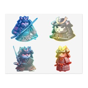 Samurai Cat Sticker Sheets,cat Sticker,cat Character,cute Cat,shogun ...
