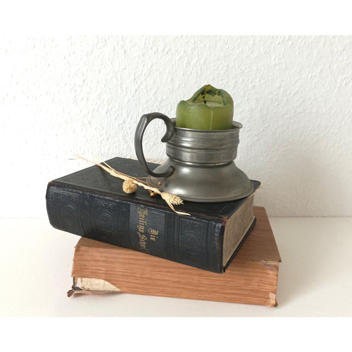 Vintage Candlestick With Handle, Tin Candlestick, Candelabra One Candle ...