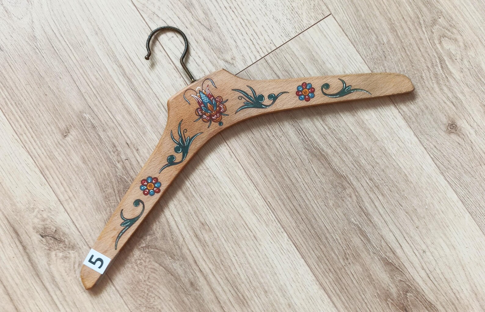 Vintage Rustic Clothes Hanger, Wood Metal Coat Hangers, Folk Art ...