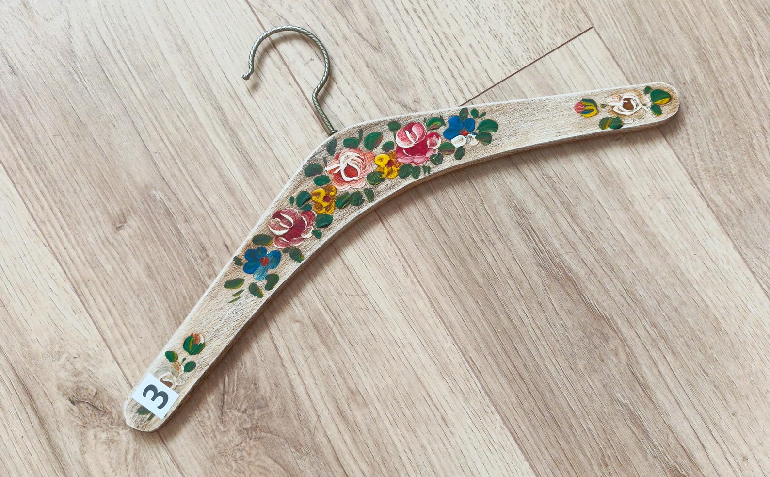 Vintage Rustic Clothes Hanger, Wood Metal Coat Hangers, Folk Art ...
