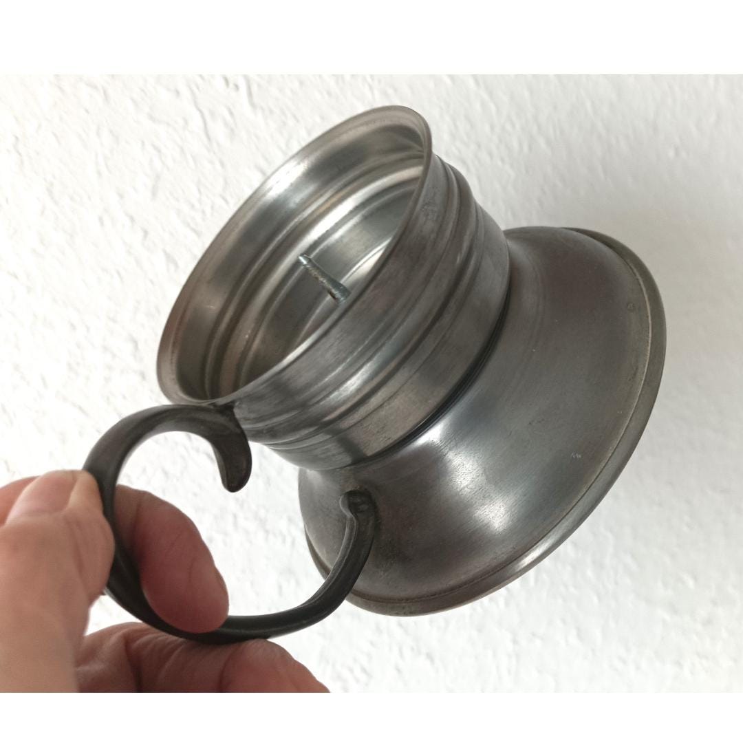 Vintage Candlestick With Handle, Tin Candlestick, Candelabra One Candle ...