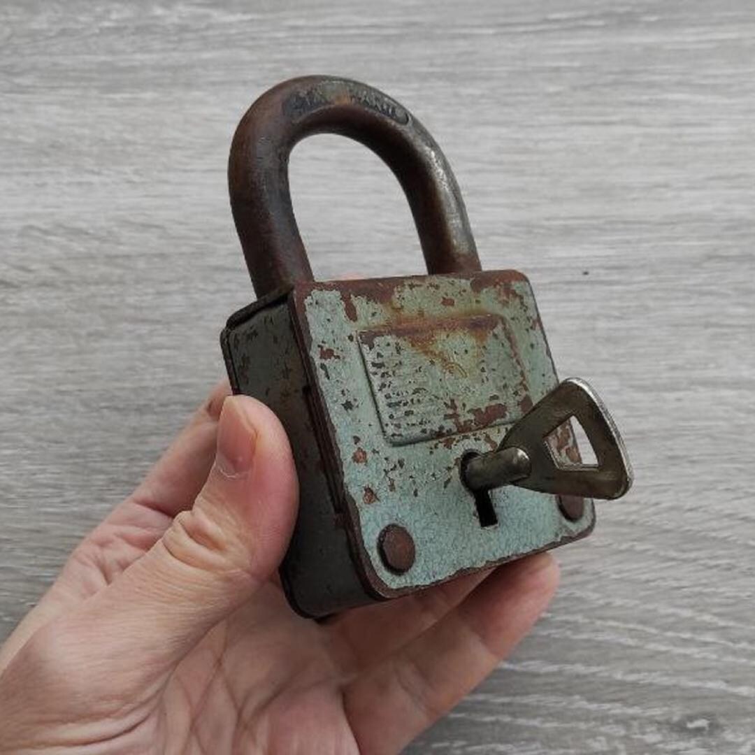 Vintage Padlock With Key, Old Metal Working Lock, Heavy Padlock ...