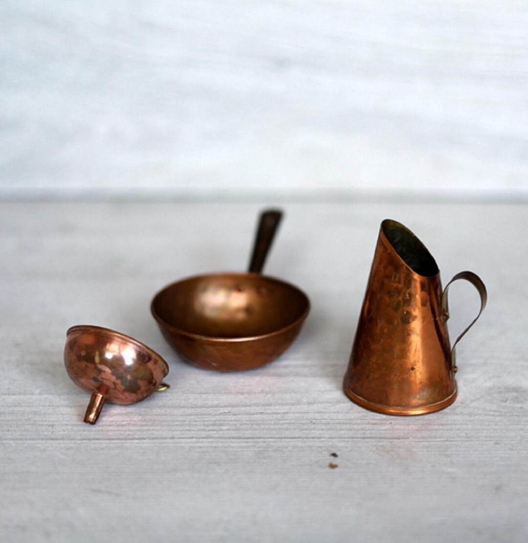 Vintage Miniature Copper Pitcher, Mini Copper Pan, Copper Kitchenware ...
