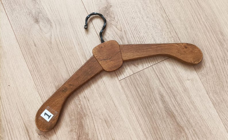 Vintage Rustic Clothes Hanger, Wood Metal Coat Hangers, Folk Art ...