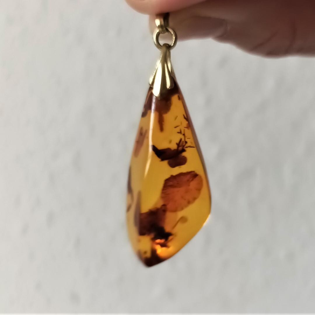 Vintage Amber Pendant AM DOUBLE, Jewelry, Gold Plated Pendant, Chunky ...
