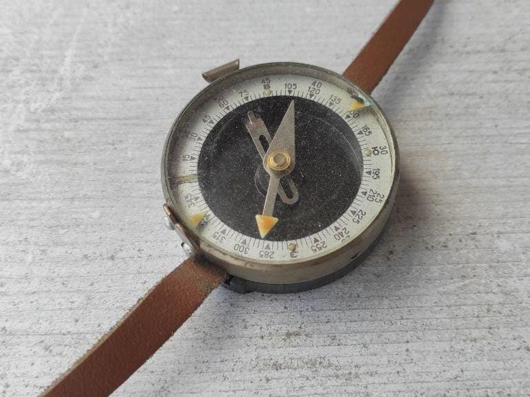 Vintage Soviet Wrist Compass With Leather Strap, 1970s Military ...