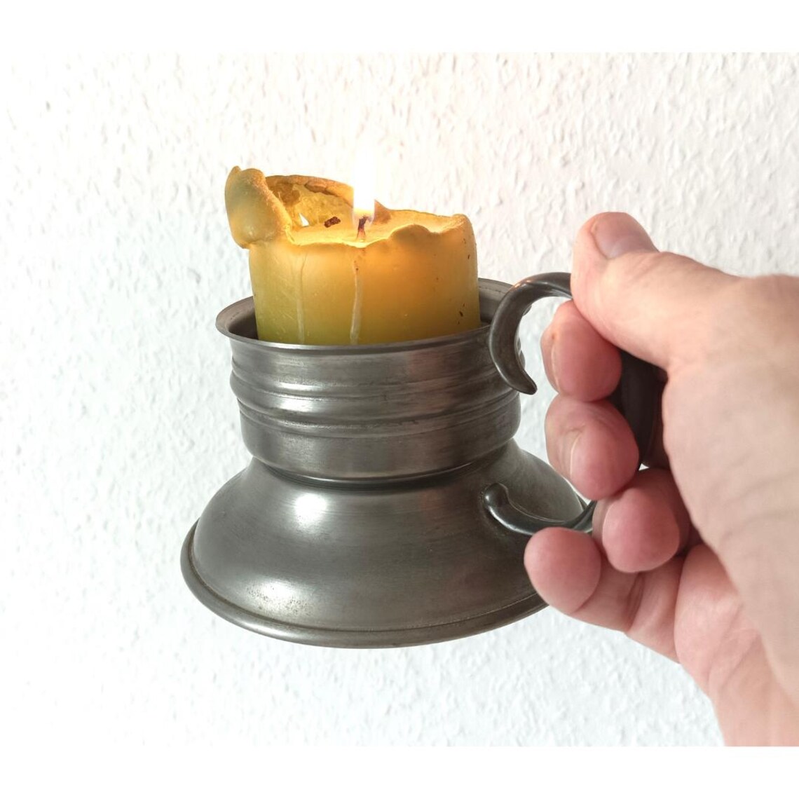 Vintage Candlestick With Handle, Tin Candlestick, Candelabra One Candle ...
