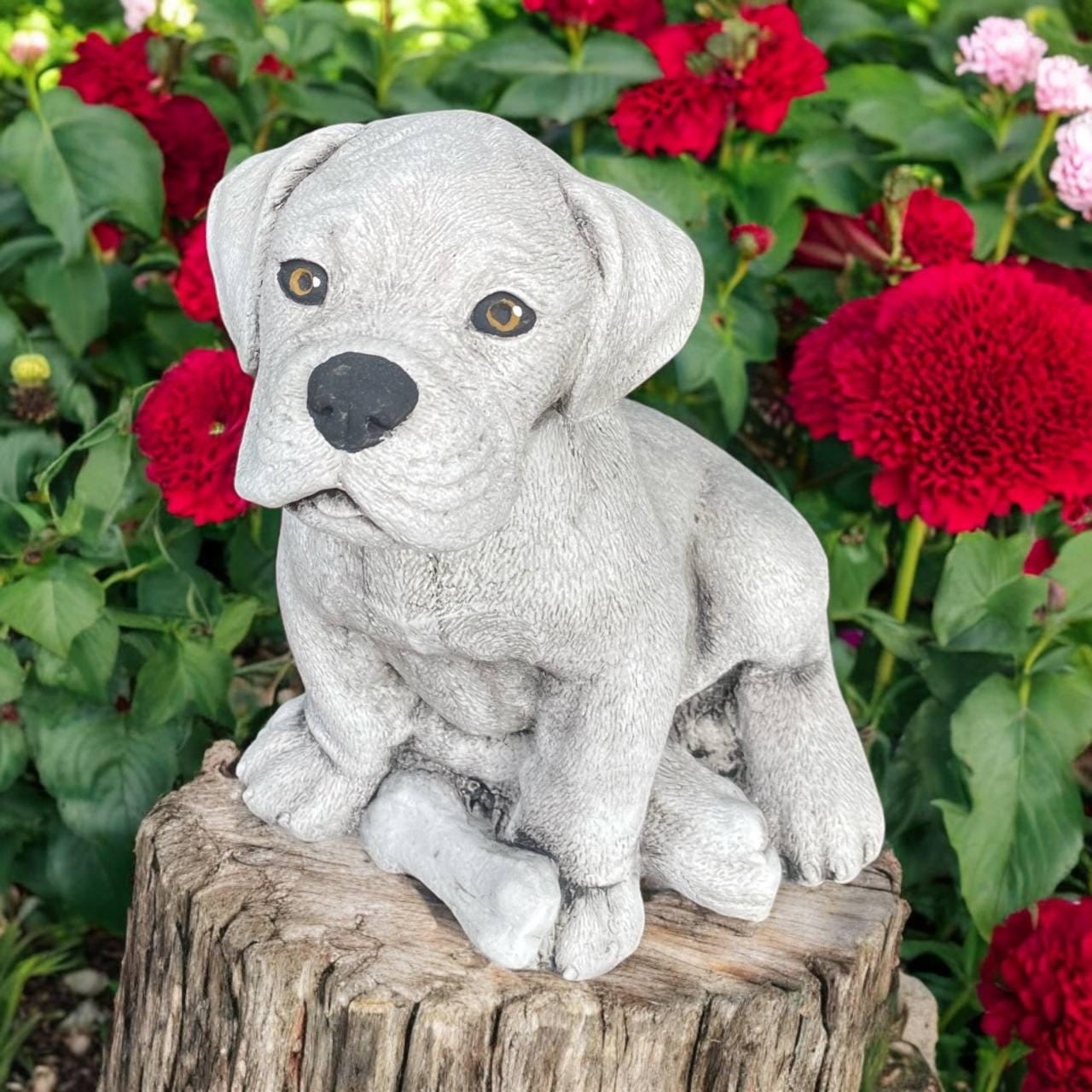Concrete Labrador With Bone Statue, Garden Sitting Puppy Sculpture ...